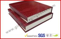 China Luxury leathe paper with texture gift boxes for frame ,  Customized crocodile embossed leather paper gift package for sale