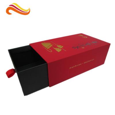 China Soft Paper Luxury Gift Boxes / Drawer Tea Box with Hot stamp Logo in Gold for sale