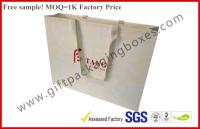 China Branded Custom Paper Gift Bags With Ribbon Handles , Embossing Logo Paper Hand Bags for sale
