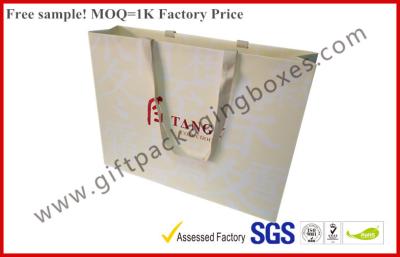 China Branded Custom Paper Gift Bags With Ribbon Handles , Embossing Logo Paper Hand Bags for sale