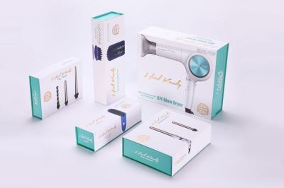 China CMYK customized paper box with golden foil magnet electronics packaging box with plastic tray for sale