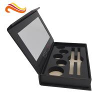 China rigid board cosmetic packaging box with mirror , black box with plastic inner logo foil for sale