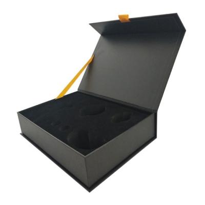 China Paper Material Magnetic Gift Boxes Hard Board Box Logo Embossed Foiled With Sponge for sale
