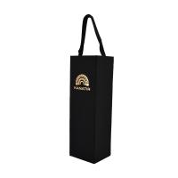 China Black Flat Foldable Wine Bottle Packaging Box with UV Finish for sale
