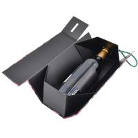 China Black Flat Foldable Wine Bottle Packaging Box with UV Finish for sale