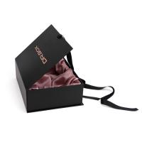 China OEM ODM Book Shape Insert Satin Magnetic Paper Box Hot Stamping Logo for sale