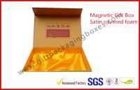 China Magnetic Rigid Gift Boxes Satin Covered Foam with UV Coating for sale