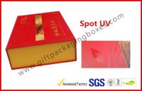 China Magnetic Rigid Gift Boxes Satin Covered Foam with UV Coating for sale
