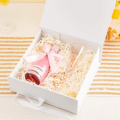 China White Collapsible 2mm Cardboard Rigid Gift Boxes With Ribbon Closure for sale