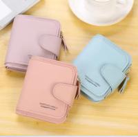 China Ladies Small Wallet PU Leather Small Coin Purse Solid Color Multifunctional Purse for sale