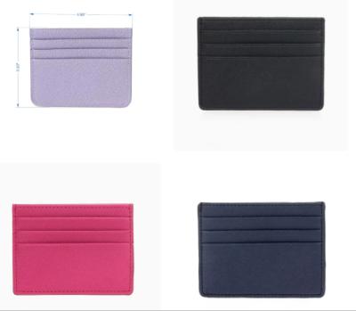 China Colorful Saffiano Leather Wallets PU Leather Cardholder Custom Debossed Stamp Logo Card Holder for sale