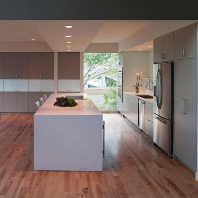China Metallic Grey PVC Kitchen Cabinet Modern Modular Wood for sale