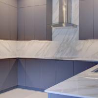 China Modern Style Matt Gray PVC Paint Kitchen Cabinet for sale