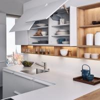 China MDF Melamine White Kitchen Cabinets Modern Moisture Proof for sale