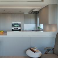 China PVC Board Custom Kitchen Cabinet Modern Matte Grey for sale