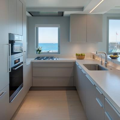 China PVC Board Custom Kitchen Cabinet Modern Matte Grey for sale