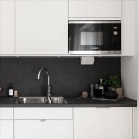 China Small Modern Home Kitchen Cabinets White PVC Modular Kitchen Furniture for sale