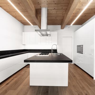China White Gloss Acrylic U Shaped Kitchen Modern Cabinet Set Modular for sale