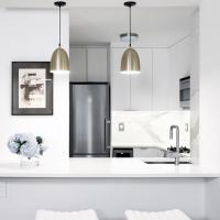 China Contemporary Matte White Lacquer Kitchen Cabinet With Island for sale