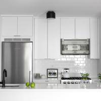China Contemporary Matte White Lacquer Kitchen Cabinet With Island for sale