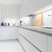China Floor To Ceiling Modern Matte White Lacquer Paint Kitchen Cabinet for sale