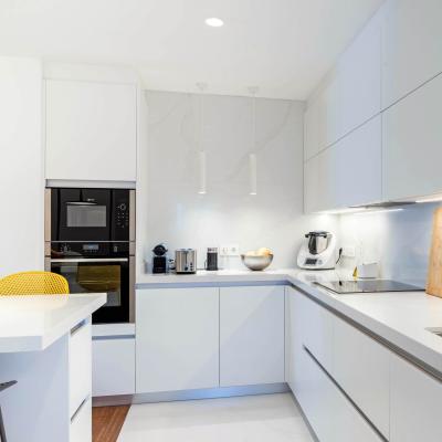 China Floor To Ceiling Modern Matte White Lacquer Paint Kitchen Cabinet for sale