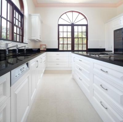 China White Solid Wood Kitchen Cabinet Customized European Style for sale