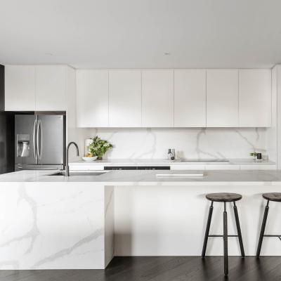 China Modular Flat Pack White Matt Lacquer Kitchen Cabinet Furniture Design With Island for sale