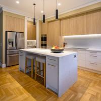 China Grain Kitchen Cabinets Island White Melamine  Modern Wood Kitchen Cabinets for sale