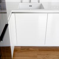 China Acrylic Free Standing Kitchen Cabinet Modern High Gloss White Wood Grain Kitchen Units for sale