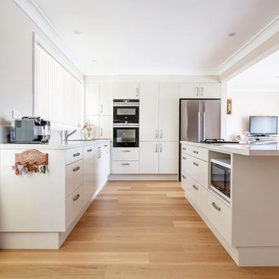 China White Lacquer L Shape Modular Kitchen Unit Cabinet with 18mm Moisture Proof Particle Board for sale