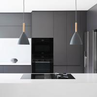 China Custom Luxury Melamine Kitchen Cabinet Set HMR Core Black Modern Kitchen Cabinet for sale