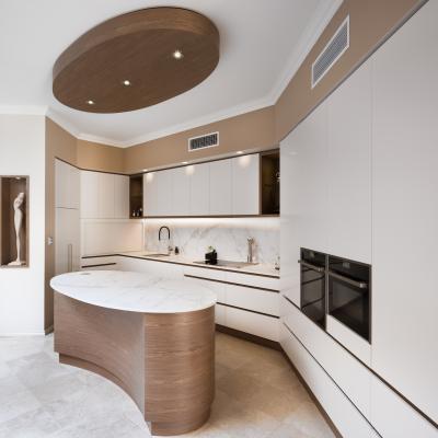 China Luxury Melamine Kitchen Cabinet Custom Modern Design HMR Core Particle Board for sale