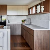 China Durable OEM Melamine Kitchen Cabinet  Wood Grain Modular Kitchen Sink Cabinet for sale
