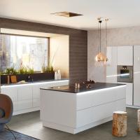 China White Parallel Acrylic Kitchen Cabinet With Island High Gloss for sale