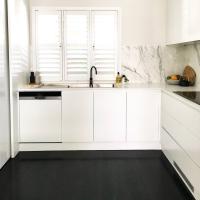 China Modern L Shape White Textured Melamine Cabinets Kitchen Wooden for sale