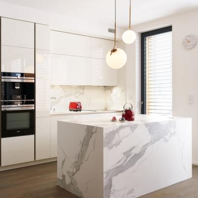 China White Modular Acrylic Kitchen Cabinet I Shaped Pantry Cupboard Modern High Gloss for sale