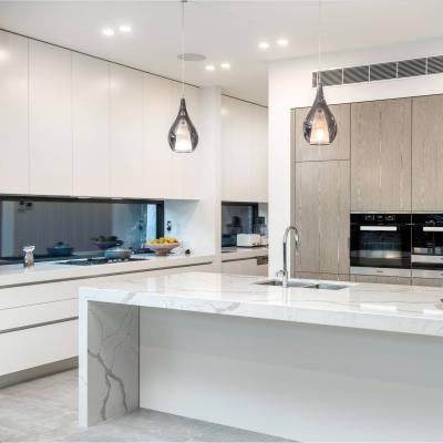 China Melamine White Luxury Large Modular Kitchen Cabinet Set With Cupboard Pantry for sale