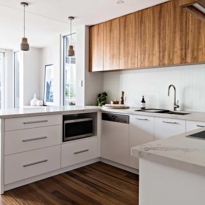 China U Shape Luxury Melamine Kitchen Cabinet Set Matte Wood Grain Kitchen Cabinet for sale