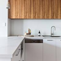 China U Shape Luxury Melamine Kitchen Cabinet Set Matte Wood Grain Kitchen Cabinet for sale