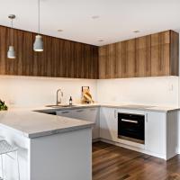 China U Shape Luxury Melamine Kitchen Cabinet Set Matte Wood Grain Kitchen Cabinet for sale