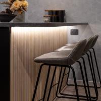 China Simple L Shaped Kitchen Units Luxury Modular Dark Black Solid Wood Kitchen Cupboard Set for sale