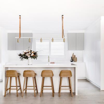 China Modern White U Shape Kitchen Cabinet Melamine Kitchen Cabinet With Island for sale