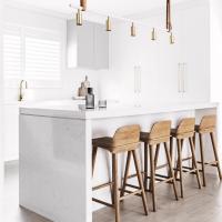 China Modern White U Shape Kitchen Cabinet Melamine Kitchen Cabinet With Island for sale