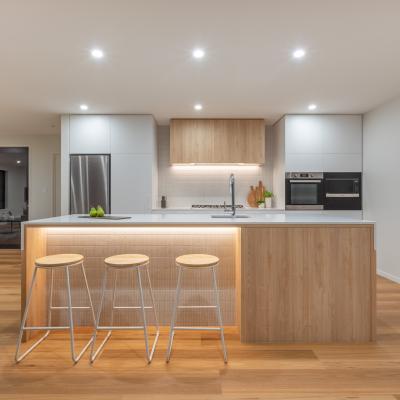 China Diy Modular Timber Wood Veneer Kitchen Cabinet White Grain for sale