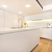 China Minimalist Matte White Handless Cabinets Kitchen Melamine Kitchen Cabinet for sale