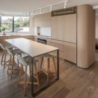 China Handless Light White Wood Veneer Kitchen Cabinet Storage Cabinets for sale