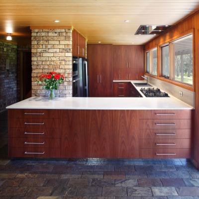 China Brown Wood Veneer Kitchen Cabinet Sets Dark Complete  Modular Kitchen for sale