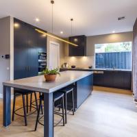 China Black Melamine Open Kitchen Cabinet Free Designs Custom Complete Kitchen Island for sale