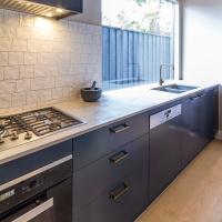China Black Melamine Open Kitchen Cabinet Free Designs Custom Complete Kitchen Island for sale